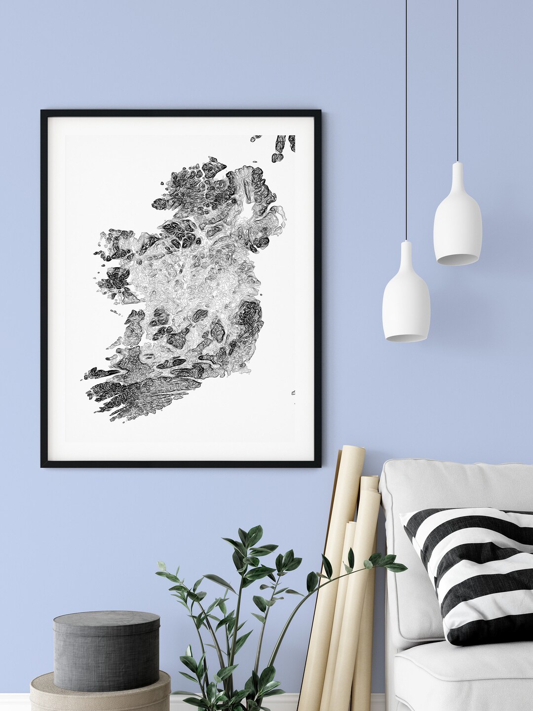 Ireland Topography Map - Poster Print, Canvas, Digital Art, Gift Ideas ...
