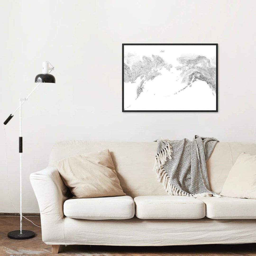 Bering Strait Topography Map - Poster Print, Canvas, Digital Art, Gift ...