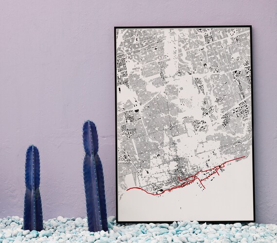 Toronto Marathon: Detailed Building Map Premium White Canvas | Etsy