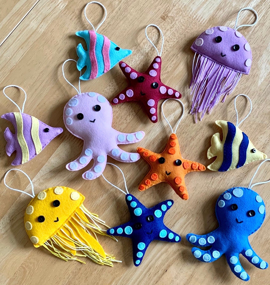 Handmade Felt Sea Creatures. Felt Starfish. Felt Jelly Fish. Felt ...
