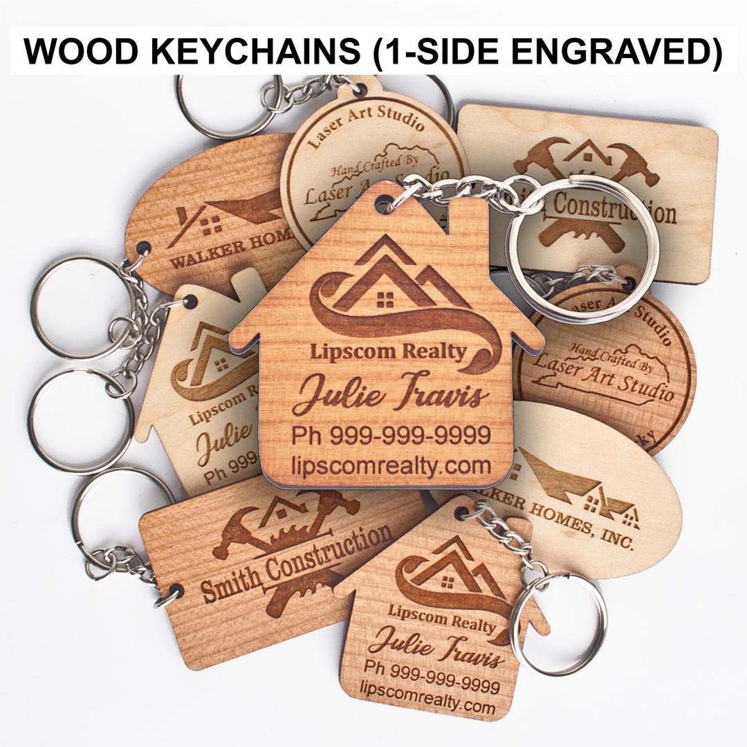 Custom 1-side Engraved Wood Keychains | Branded & Logo Keychains ...