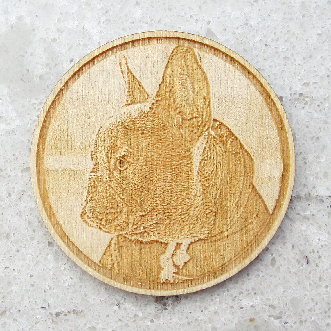 Photo Engraved 2 Wood Tokens With Photo on One Side and | Etsy