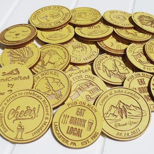 Custom 1-side Engraved Color Wood Tokens, Wooden Nickel, Wedding Token ...