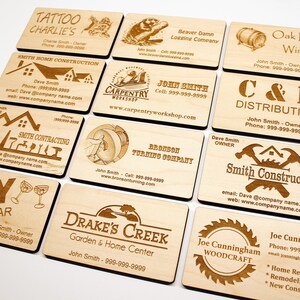 Custom 1-sided Finished Wood Business Cards, Maple or Cherry, Laser ...
