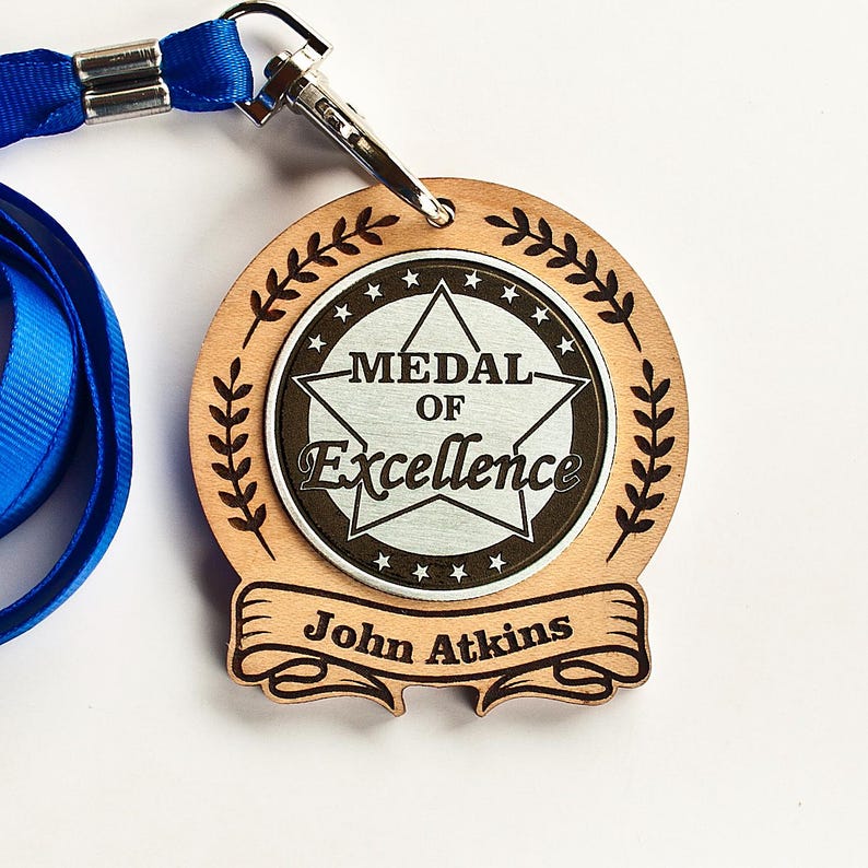 Personalized Medal of Excellence Award: Engraved Wood & Metal - Etsy