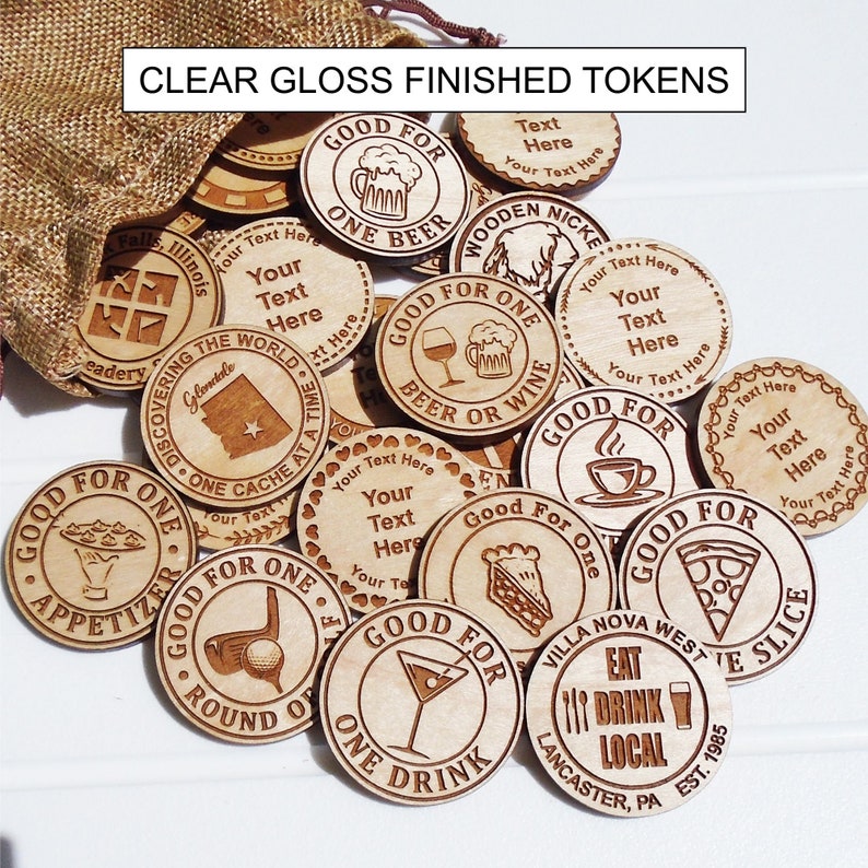 Photo Engraved 2 Wood Tokens With Photo on One Side and - Etsy