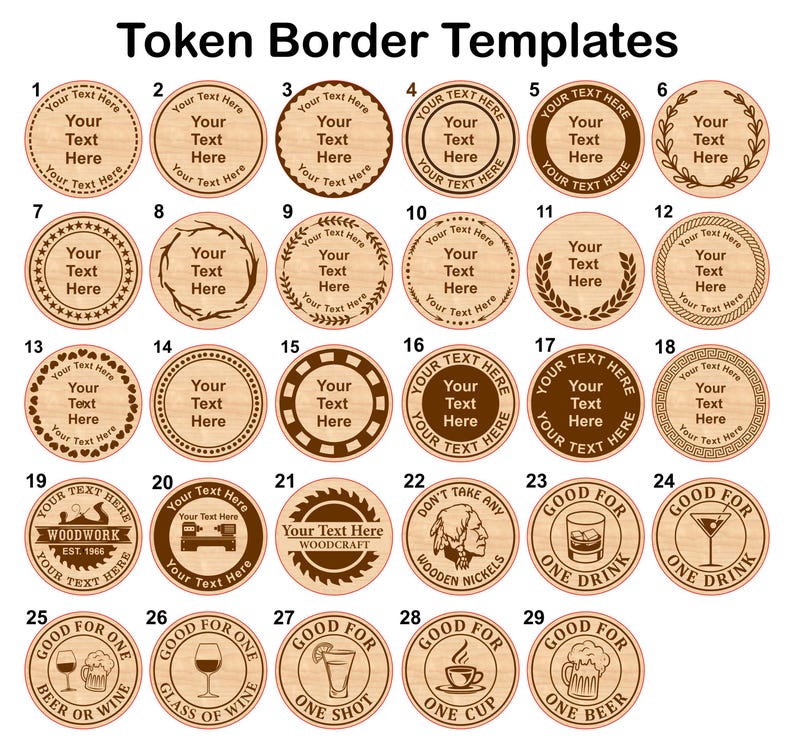Custom 2S Engraved Maple Wood Tokens: Wedding Favors, Drink Tickets ...