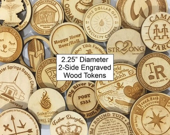 Laser Engraved Wood Coins | Etsy