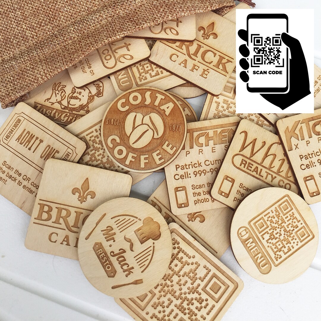 Custom Scan Code 2 Diameter Wood Tokens With Your QR Code and Logo, QR ...