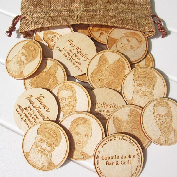 Wood Tokens With Logo - Etsy