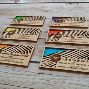 2-layer Wood Business Cards - Palm Leaf Design With Color Backround ...