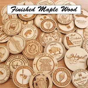 2.25 1-side Custom Engraved Wood Tokens - Etsy