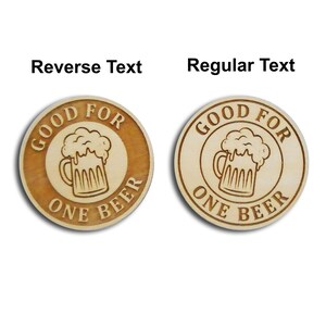 1.75" Wooden BEER Tokens With Custom Back Side Engraving, Wooden ...