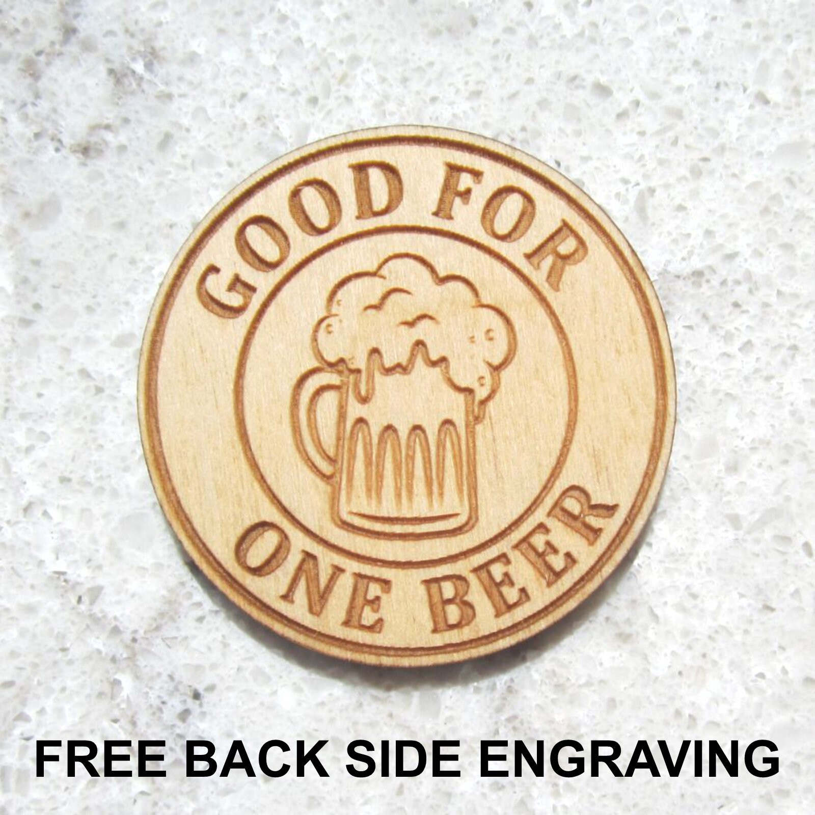 Custom FREE BEER Wood Tokens, 1.5 Diameter, 2-side laser engraved ...