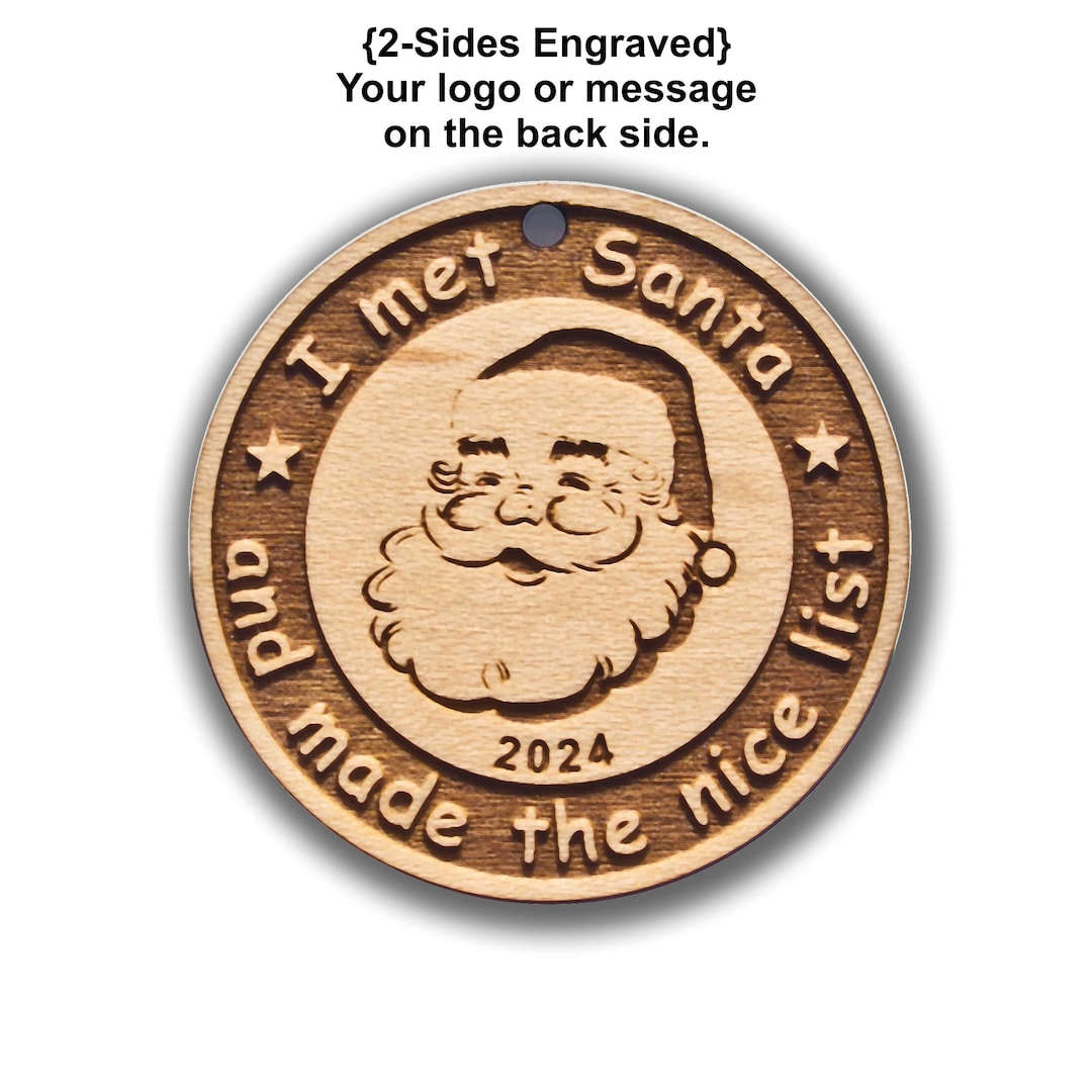 1.5 Custom 2-side Engraved Santa's Nice List Wood Tokens Christmas ...