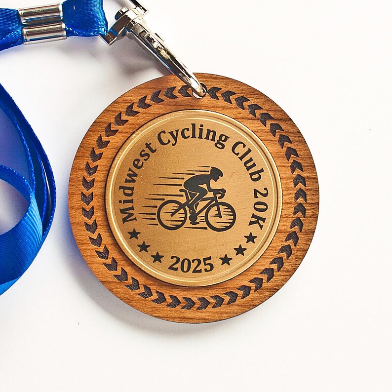 Personalized Award Medal: Engraved Wood & Metal, Custom Logo - Etsy