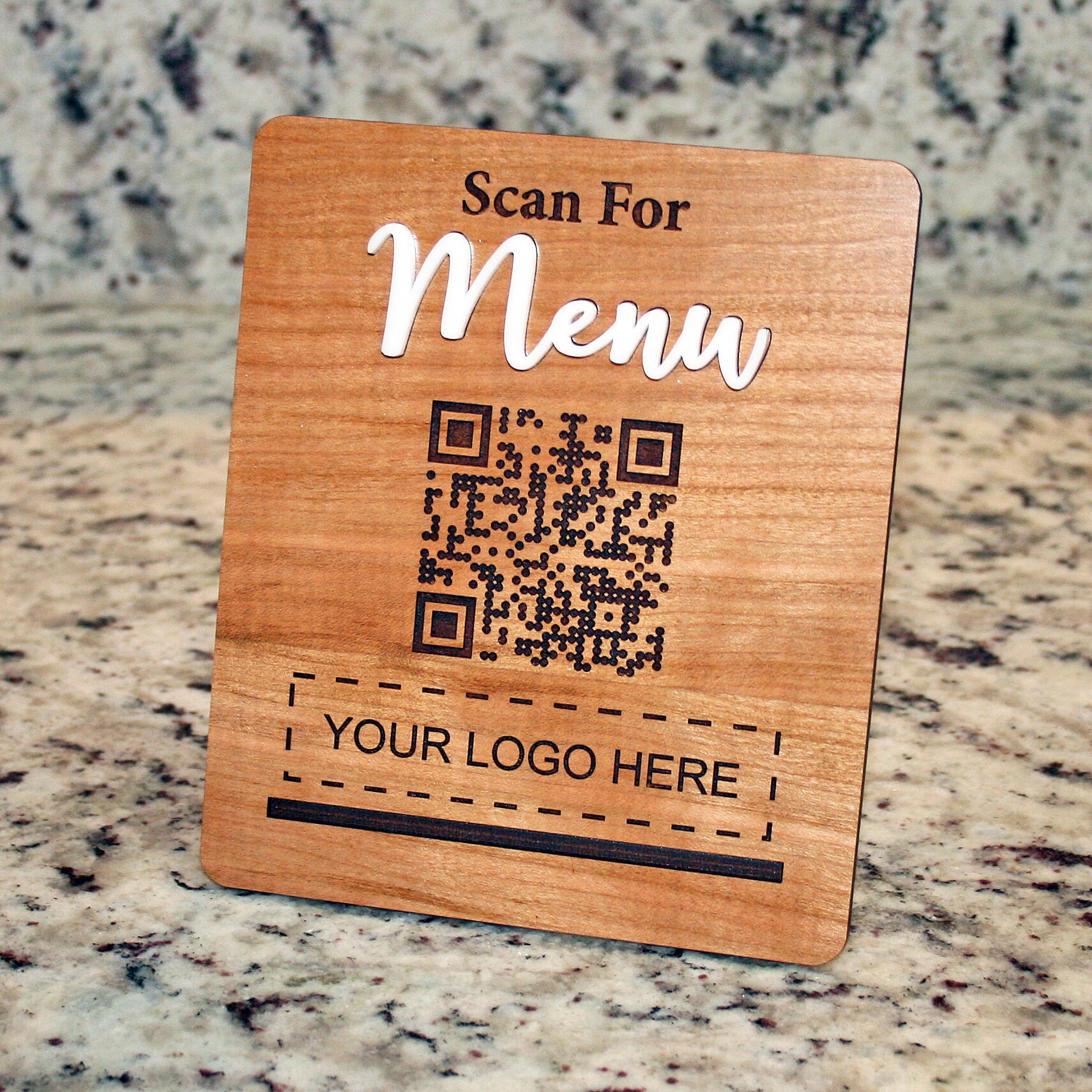 Cherry Wood QR Scan Menu Sign: Contactless Ordering - Etsy