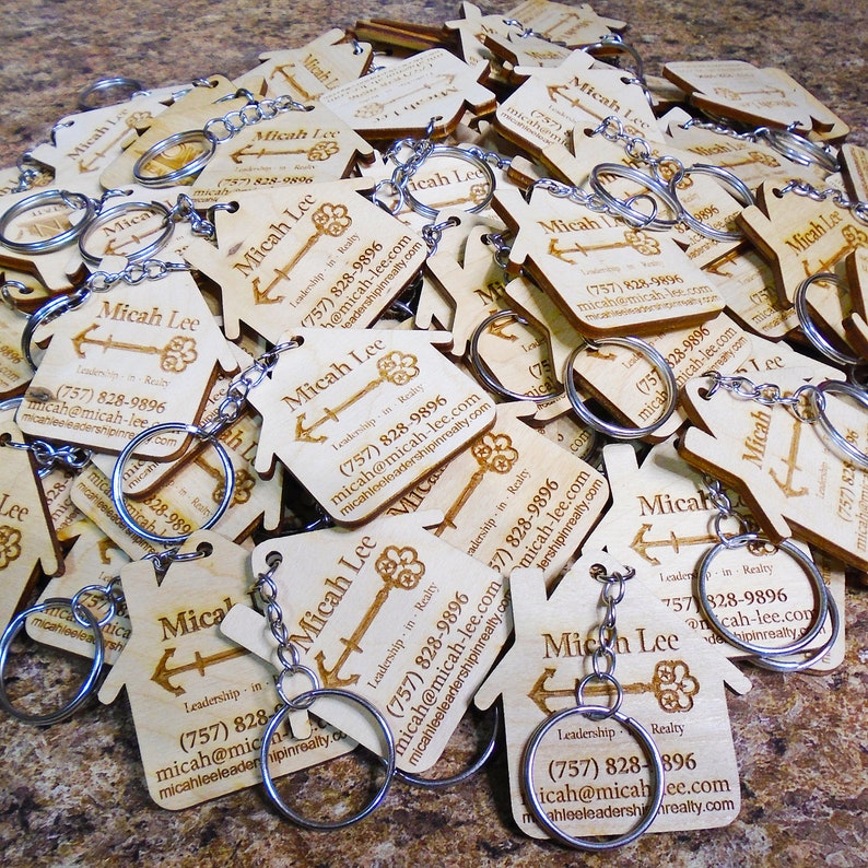 Custom 2-SIDE ENGRAVED Wood Keychains Branded Keychains Logo - Etsy