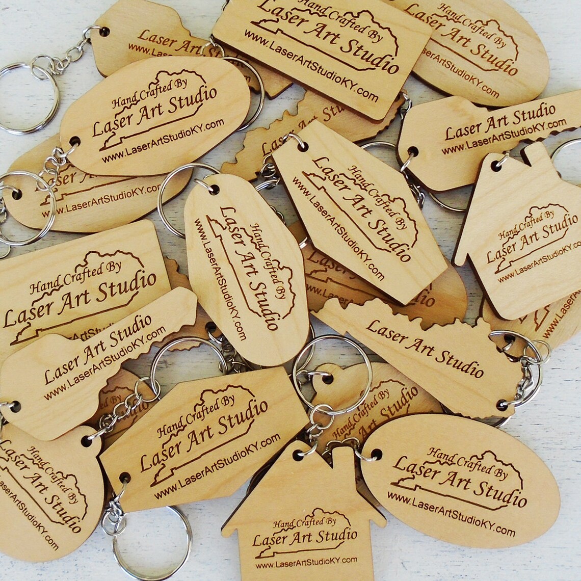 Custom 1-SIDE ENGRAVED Wood Keychains Branded Keychains Logo - Etsy