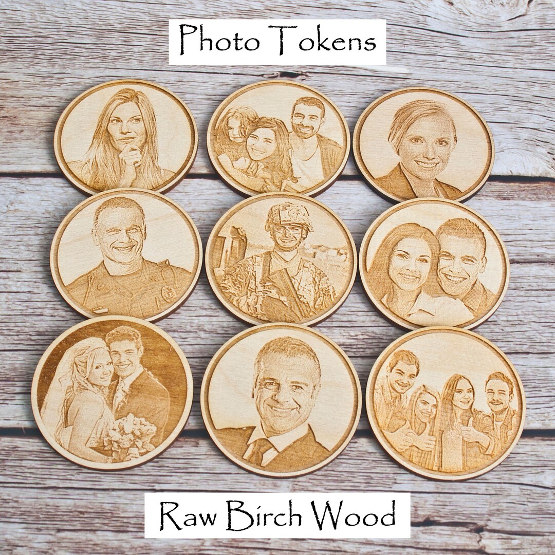 Raw Wood Photo Token: Personalized Keepsake, Wedding Favor ...