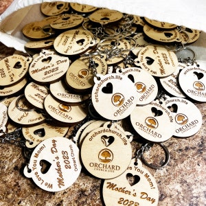 Custom 2-SIDE ENGRAVED Wood Keychains, Branded Keychains, Logo Engraved ...