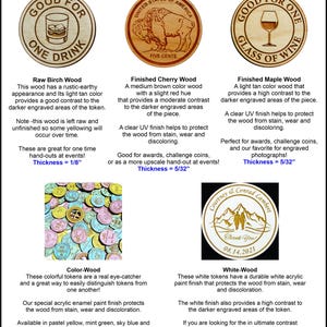 Custom 1-side Engraved Finished Cherry Wood Tokens, Wooden Nickel ...