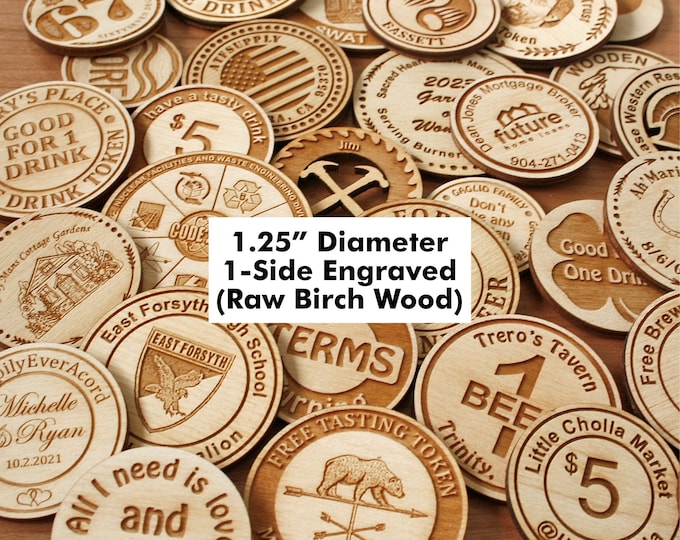 Personalised Wooden Drink Tokens Customise With Your Company Name or ...