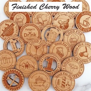 2.25 1-side Custom Engraved Wood Tokens - Etsy