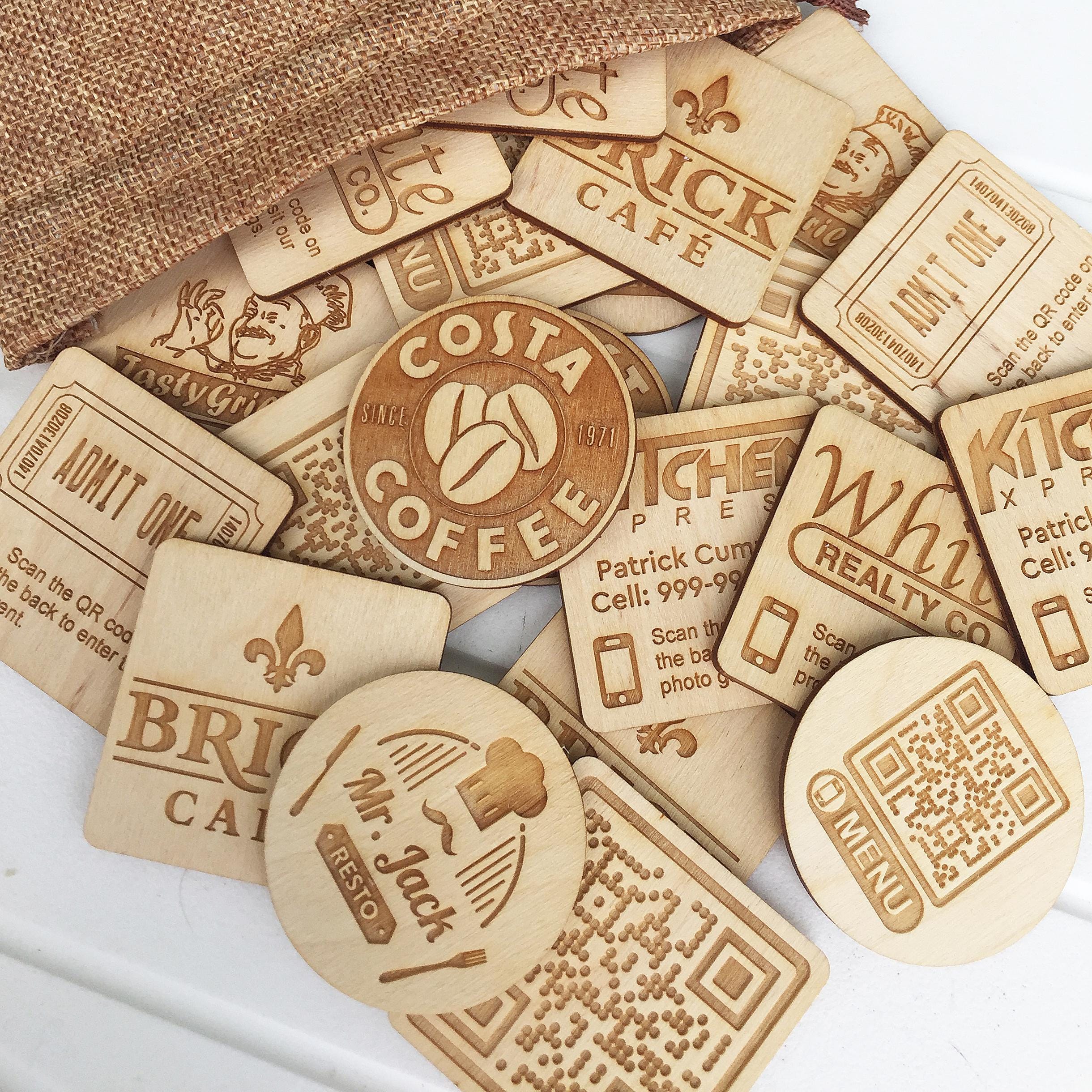 Custom 2S Engraved Birch Wood Tokens: Wedding Favors, Challenge Coins ...