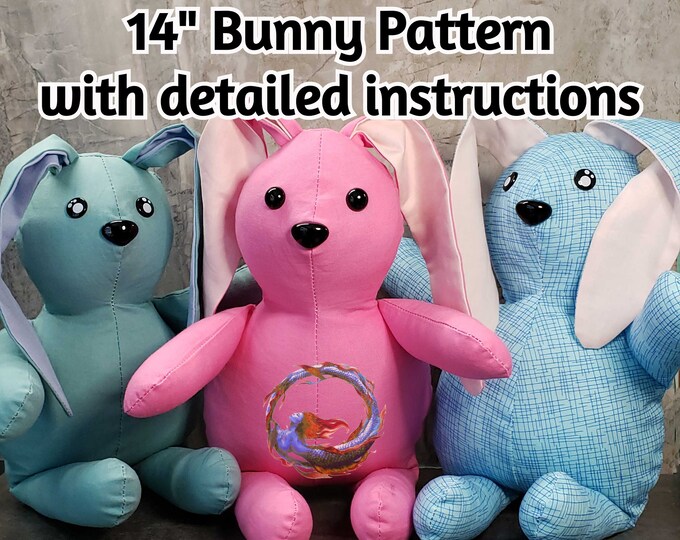 14 Bunny, PDF Sewing Pattern, Rabbit Pattern, Printable Detailed ...