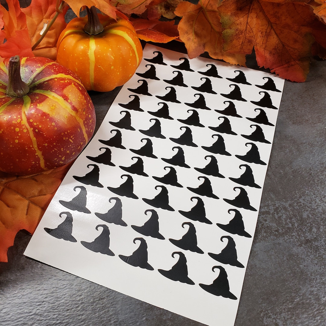 50 Witch Hat Stickers, Vinyl Sticker Bundle, 1" Spooky Hat Stickers ...