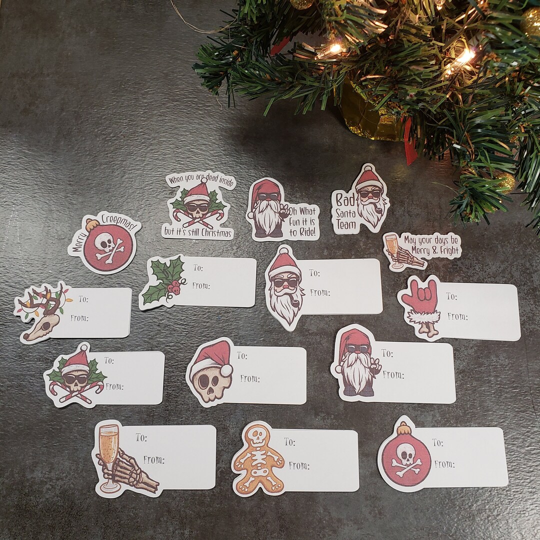 30 Creepy Christmas Gift Tags, PLUS 15 Bonus Stickers, Fun Gift ...