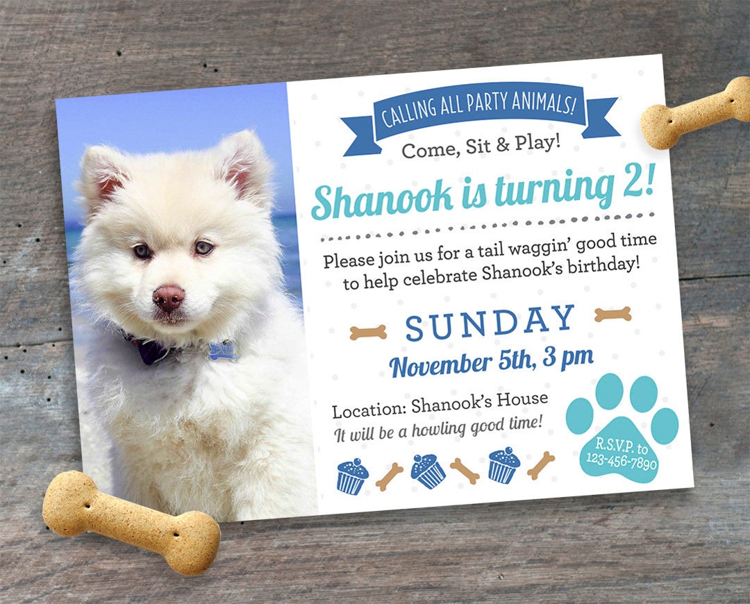 5x7 or 4x6- Pet Birthday Invitation-happy Birthday-furry Friends ...