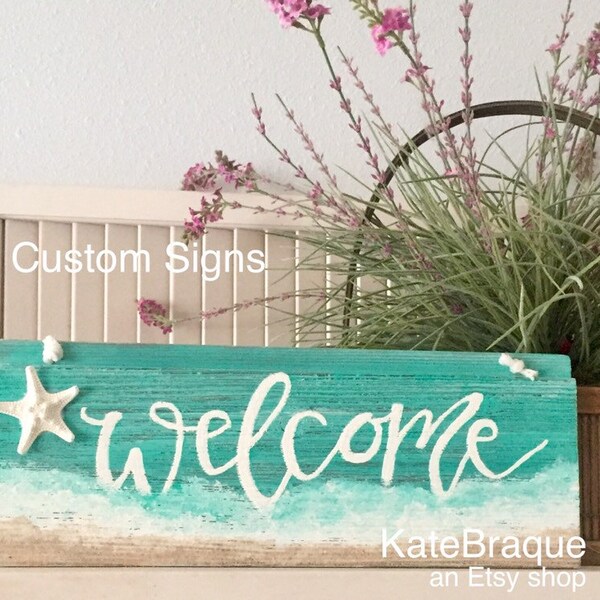 Beachy Welcome Sign - Etsy