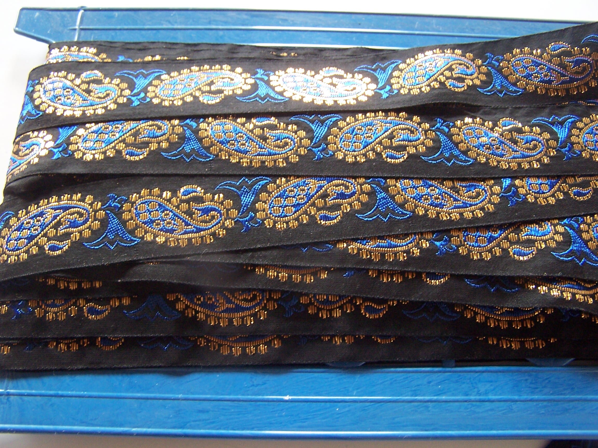 Vintage Trim Gold and Blue Metallic Pattern Free Shipping. - Etsy