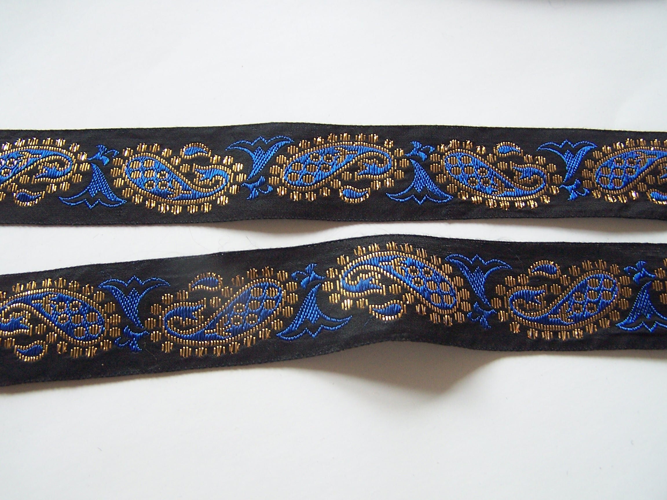 Vintage Trim Gold and Blue Metallic Pattern Free Shipping. - Etsy