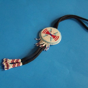 Native American Indian Bolo, Beautiful Native American Design in White ...
