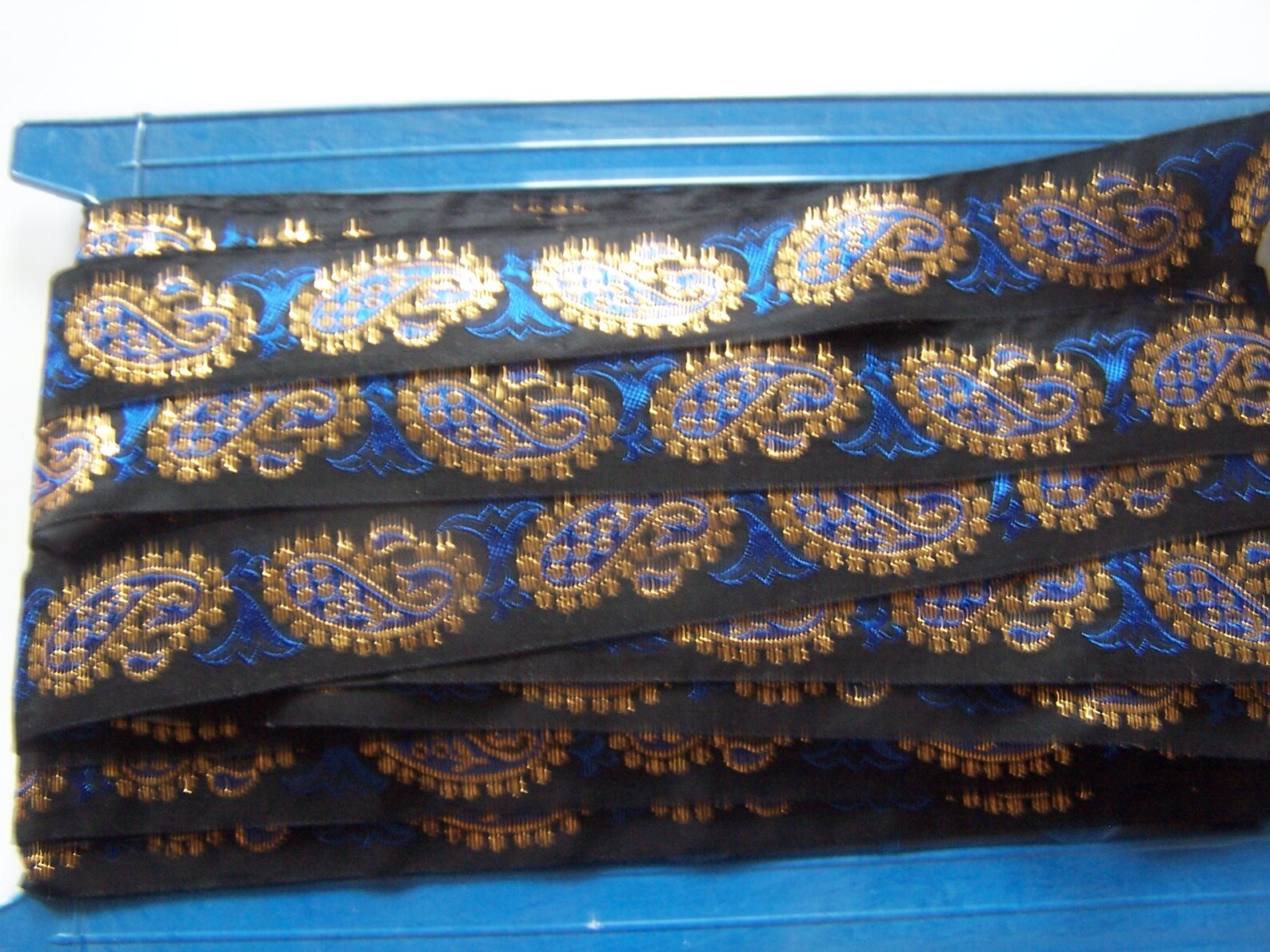 Vintage Trim Gold and Blue Metallic Pattern Free Shipping. - Etsy