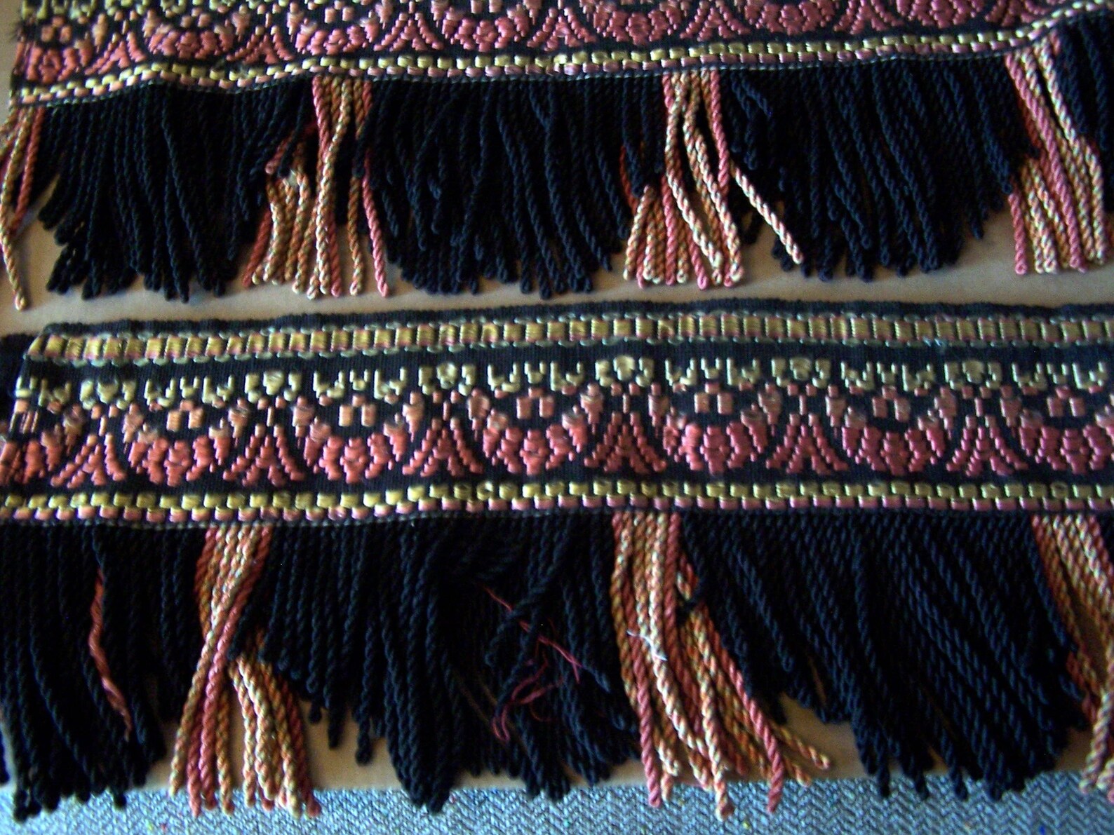 Vintage Fringe Beautiful Black Background With Pink Design. - Etsy