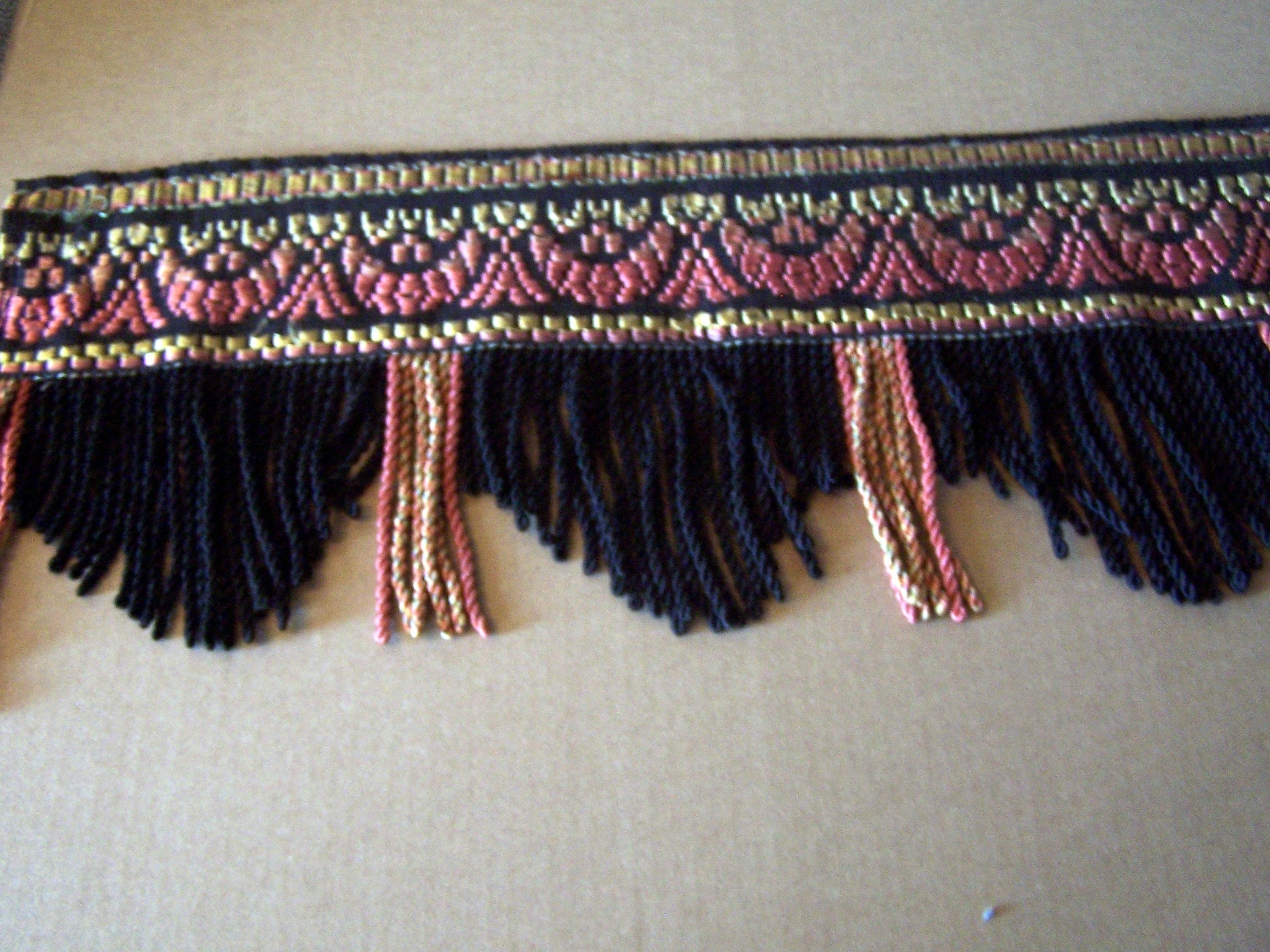 Vintage Fringe Beautiful Black Background With Pink Design. - Etsy