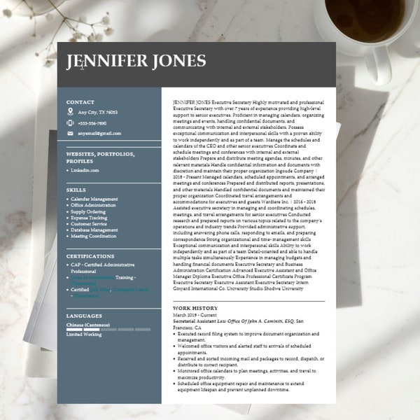 Admin Cv Template - Etsy