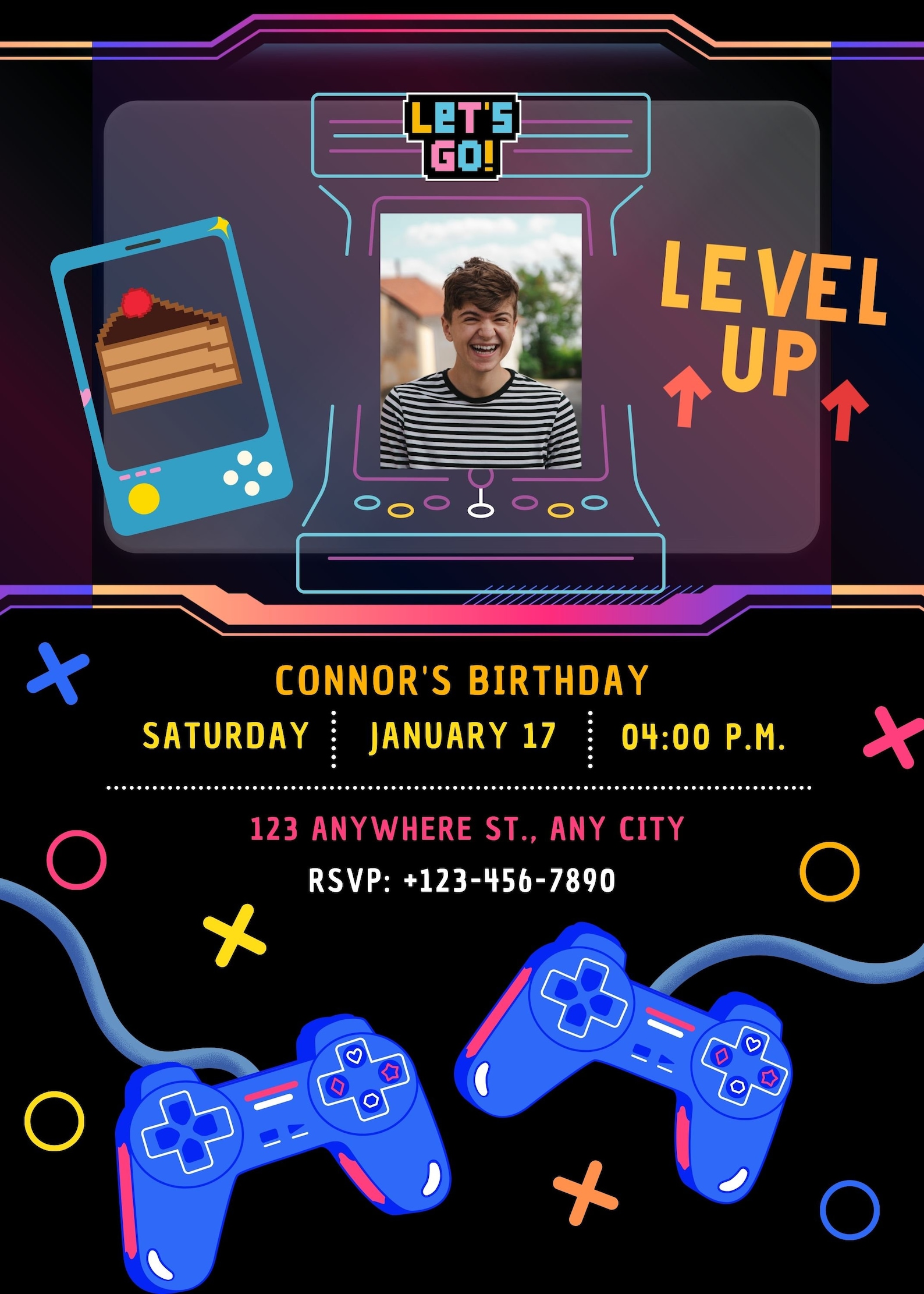 Boy Gamer Invitation Printable Birthday Invitation Editable Invite ...