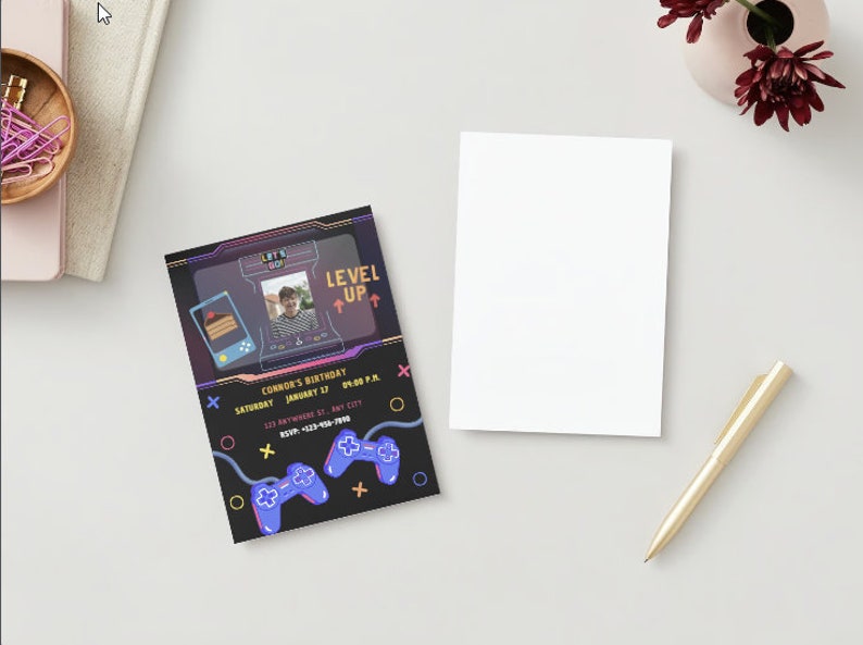 Boy Gamer Invitation Printable Birthday Invitation Editable Invite ...