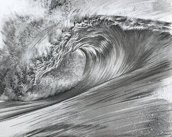 Wave drawing | Etsy