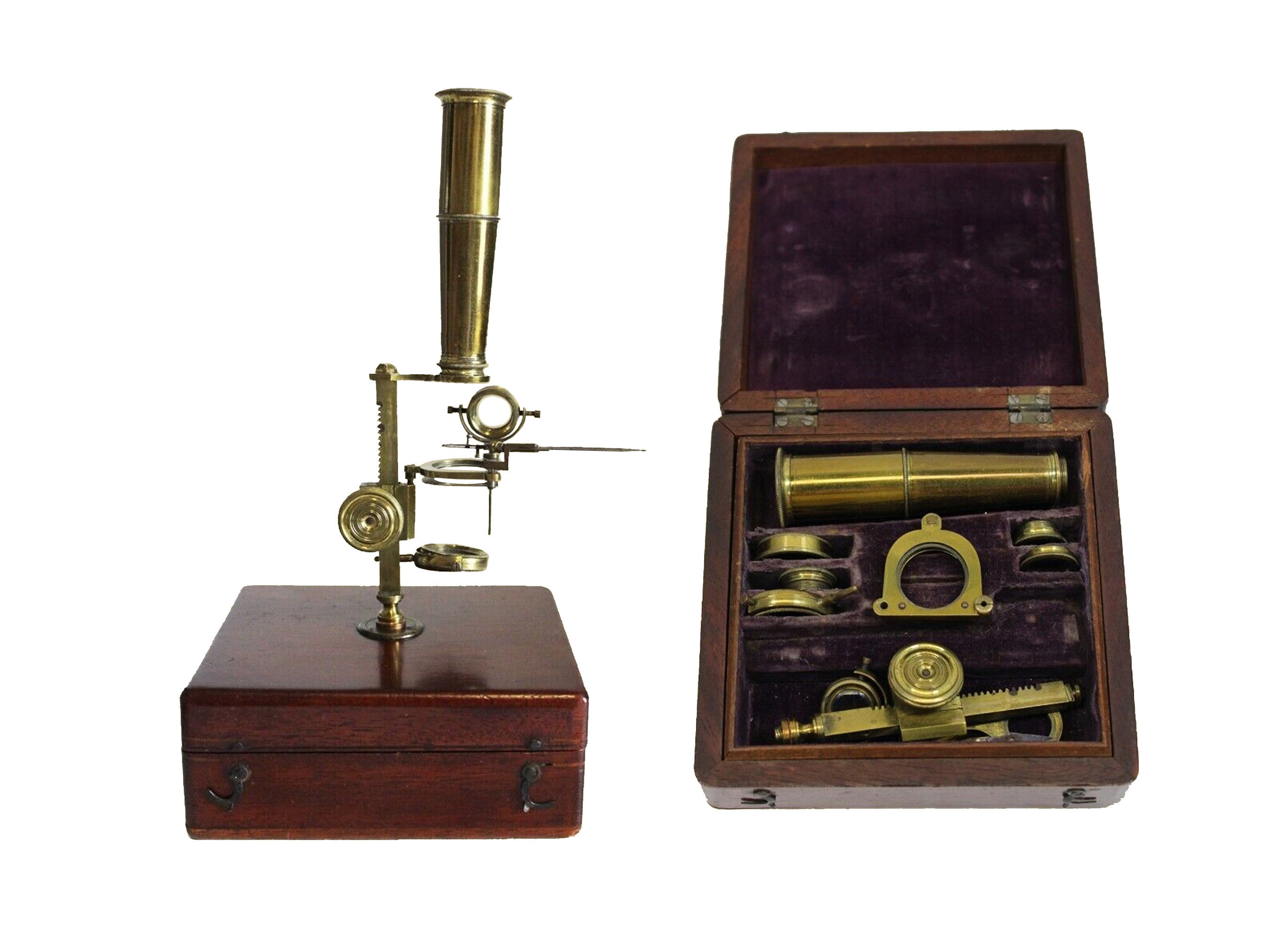 Vintage Gould Type Microscope Early 1800s Mahogany Case Take a LK - Etsy