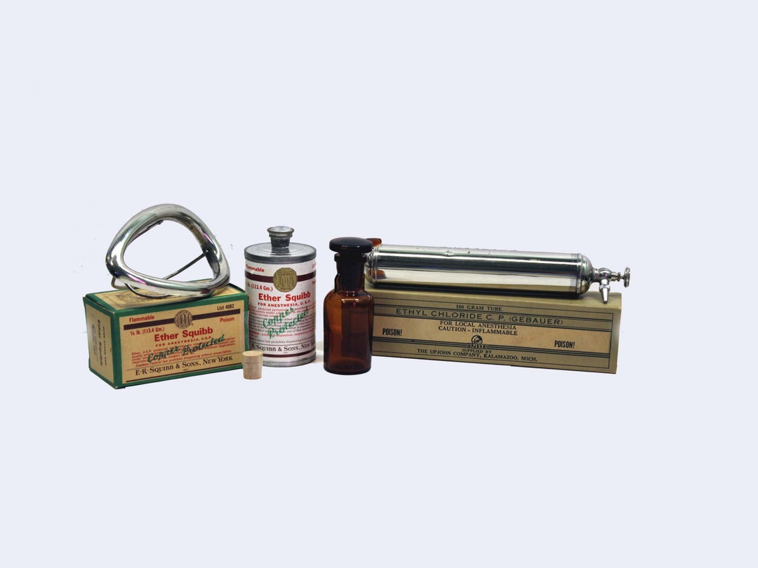 Vintage Anesthesia Group - Includes Mask, Ethyl Chloride, Ether Can ...