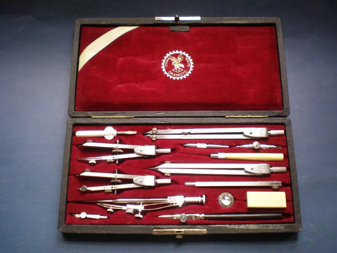 Vintage Okamoto Drafting Instruments Set From Japan in Fine Hard Case ...