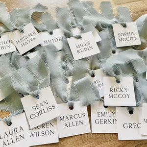 Custom Wedding Name Tags With Chiffon Ribbon: Elegant Seating Chart ...