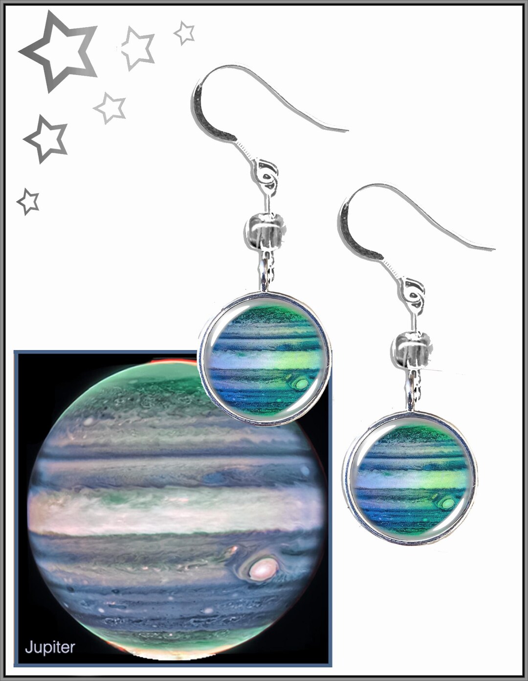 Iridescent Jupiter Dangle and Stud Earrings With FREE Informative Photo ...