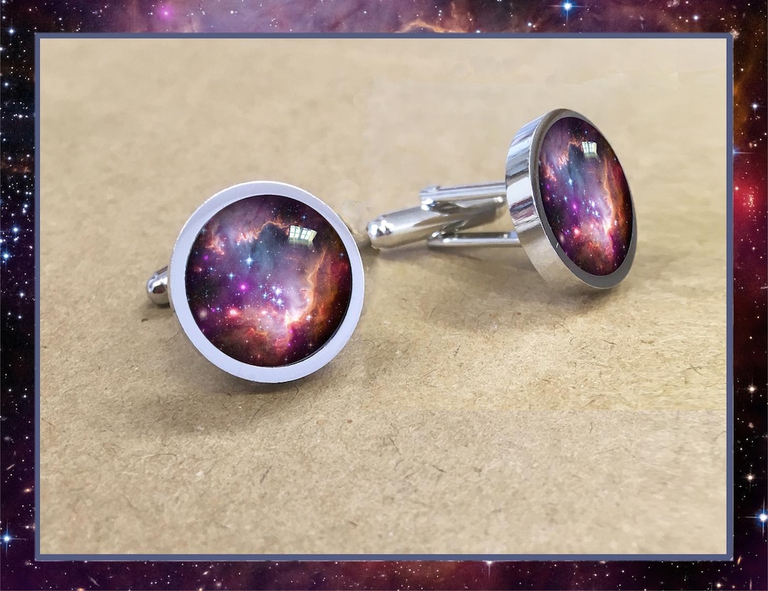 Silver Galaxy Cufflinks With FREE Informative Photo Card. Space Art ...